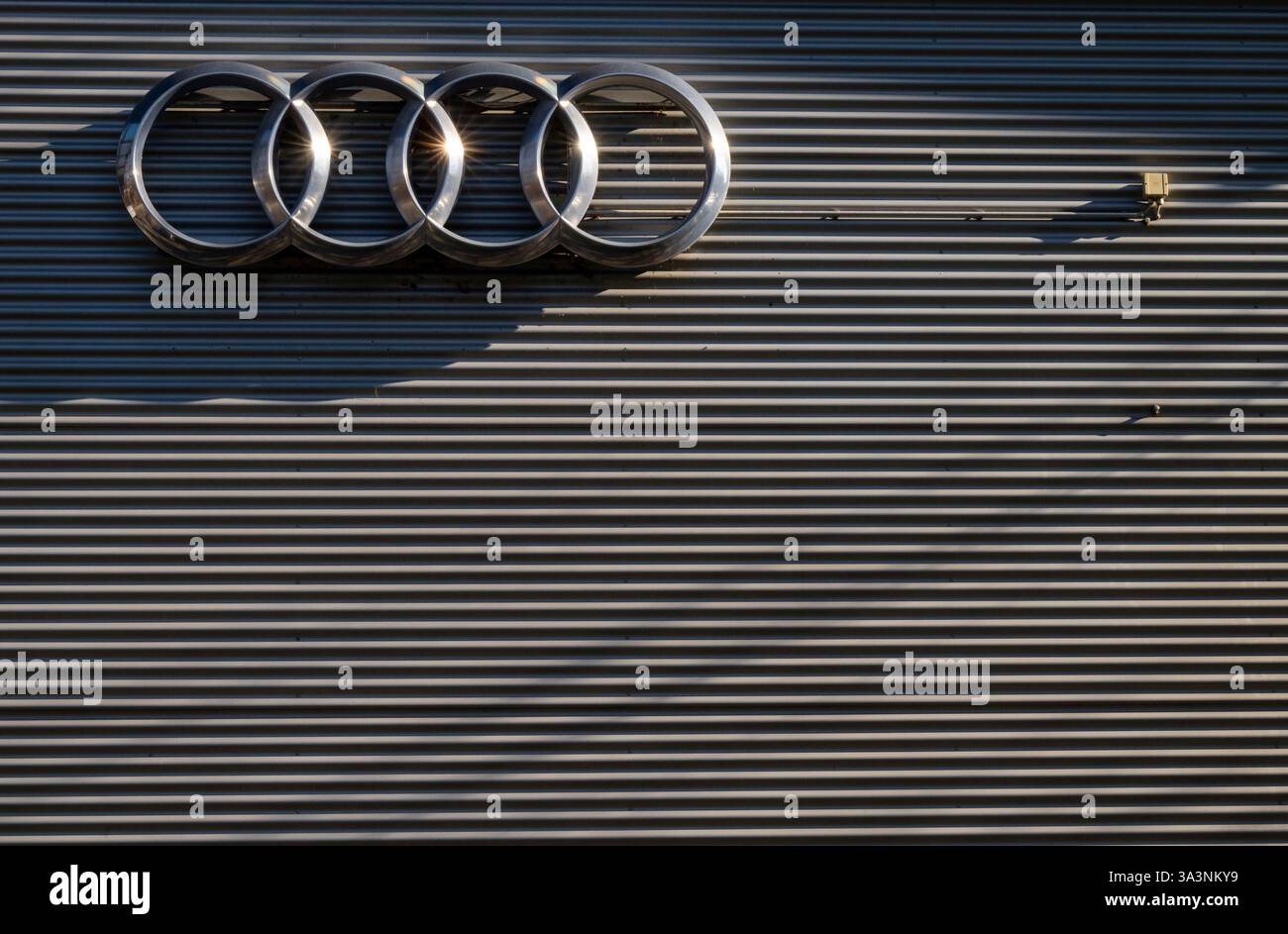 Munich, Germany. 17th Mar, 2025. Four rings, the logo of the Audi car ...