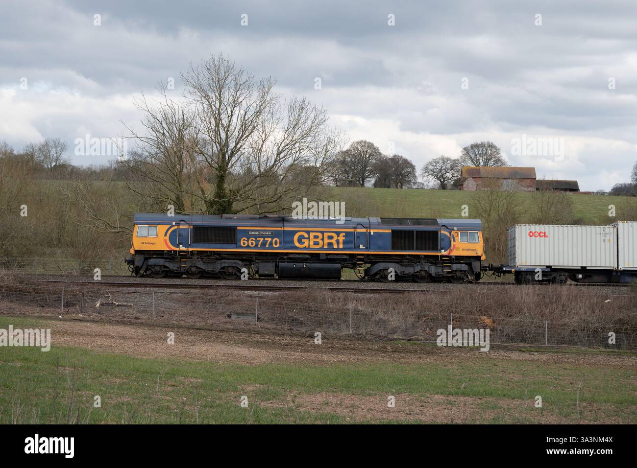 GBRf class 66 diesel locomotive No. 66770 "Darius Cheskin" pulling a ...