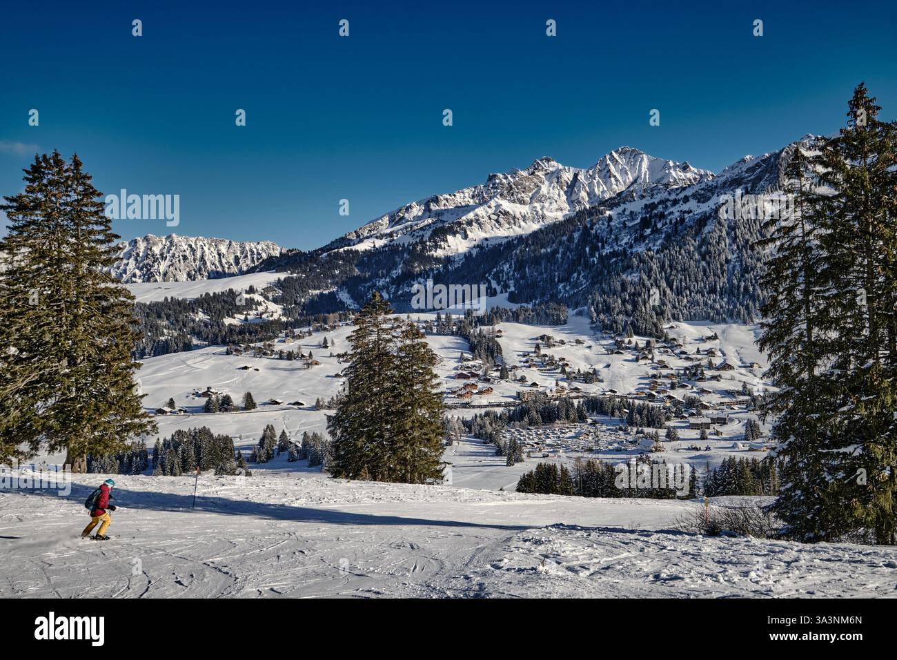 Les Mosses ski village and station, Swiss Alps mountain and ski station ...