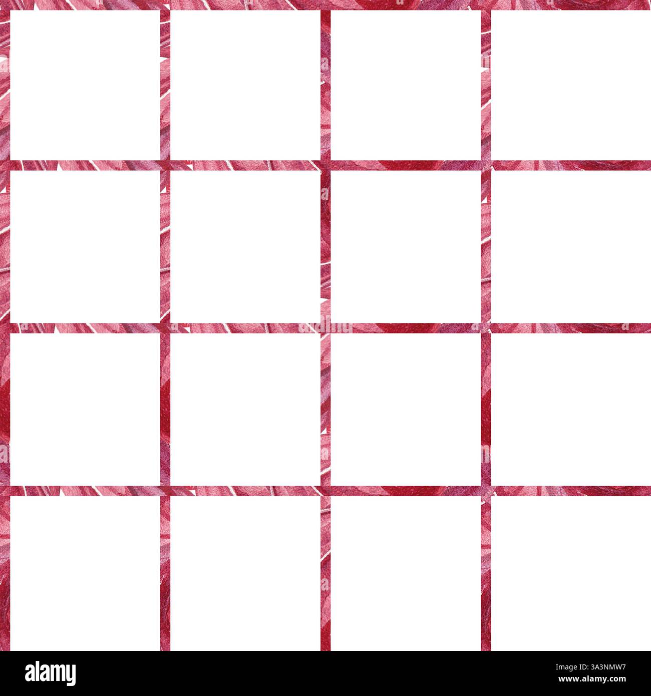 Abstract seamless pattern with cells from red watercolor lines isolated ...