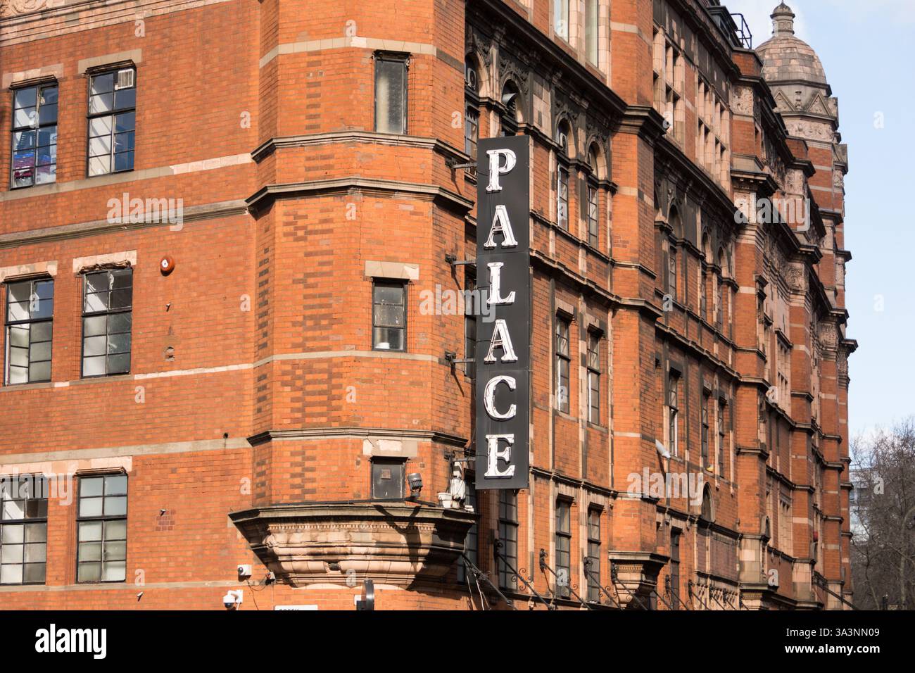 Theatre signage outside the Palace Theatre, Shaftesbury Avenue, Central ...