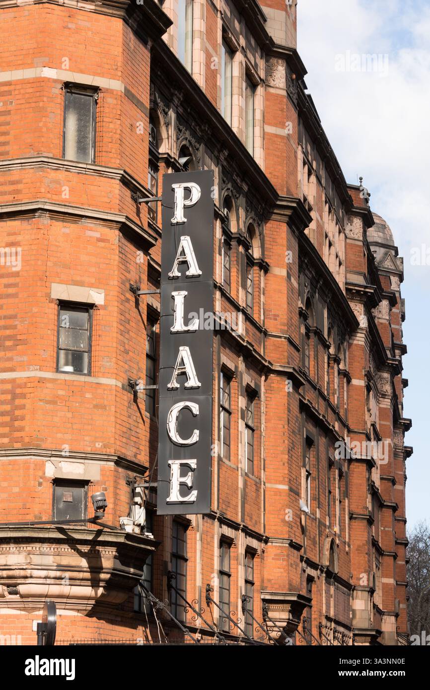 Theatre signage outside the Palace Theatre, Shaftesbury Avenue, Central ...