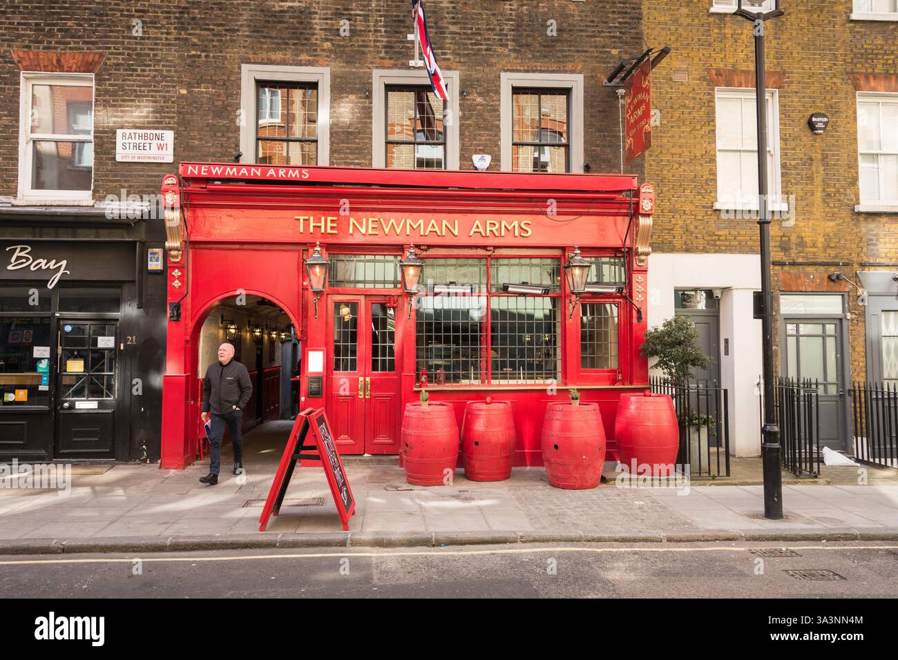 The exterior of the historic Newman Arms public house, Rathbone Street ...
