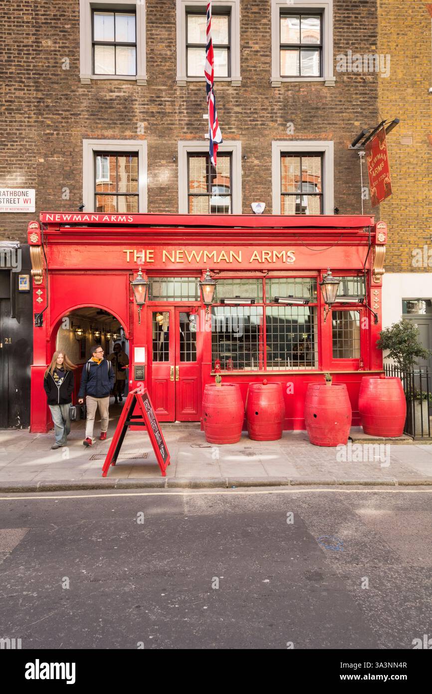 The exterior of the historic Newman Arms public house, Rathbone Street ...