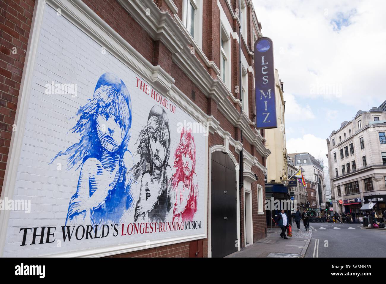 Les Misérables theatre signage at the Sondheim Theatre (formerly The ...