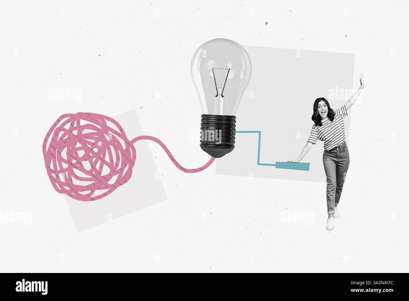 Trend artwork sketch design montage 3D collage of eureka solution logic ...