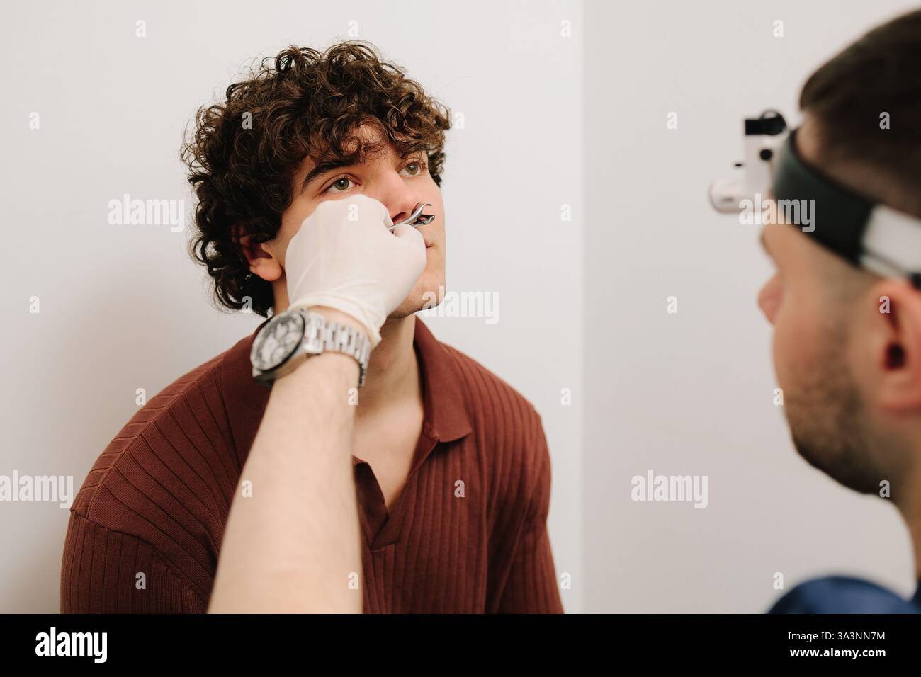 Rhinoscopy medical examination at a private ENT clinic before ...