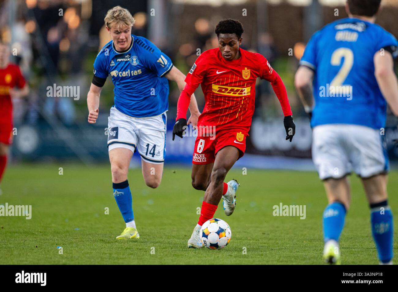 Lyngby, Denmark. 16th Mar, 2025. Mario Dorgeles (8) of FC Nordsjaelland ...