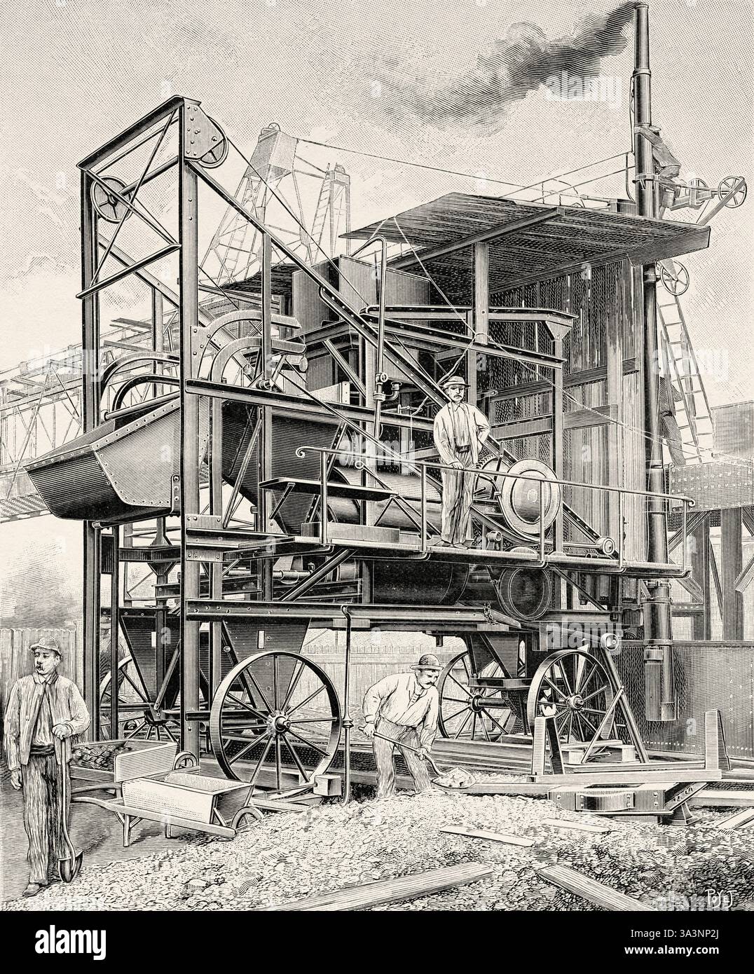 Concrete mixer. View of the mixer at Place Saint-Michel, Paris. France ...