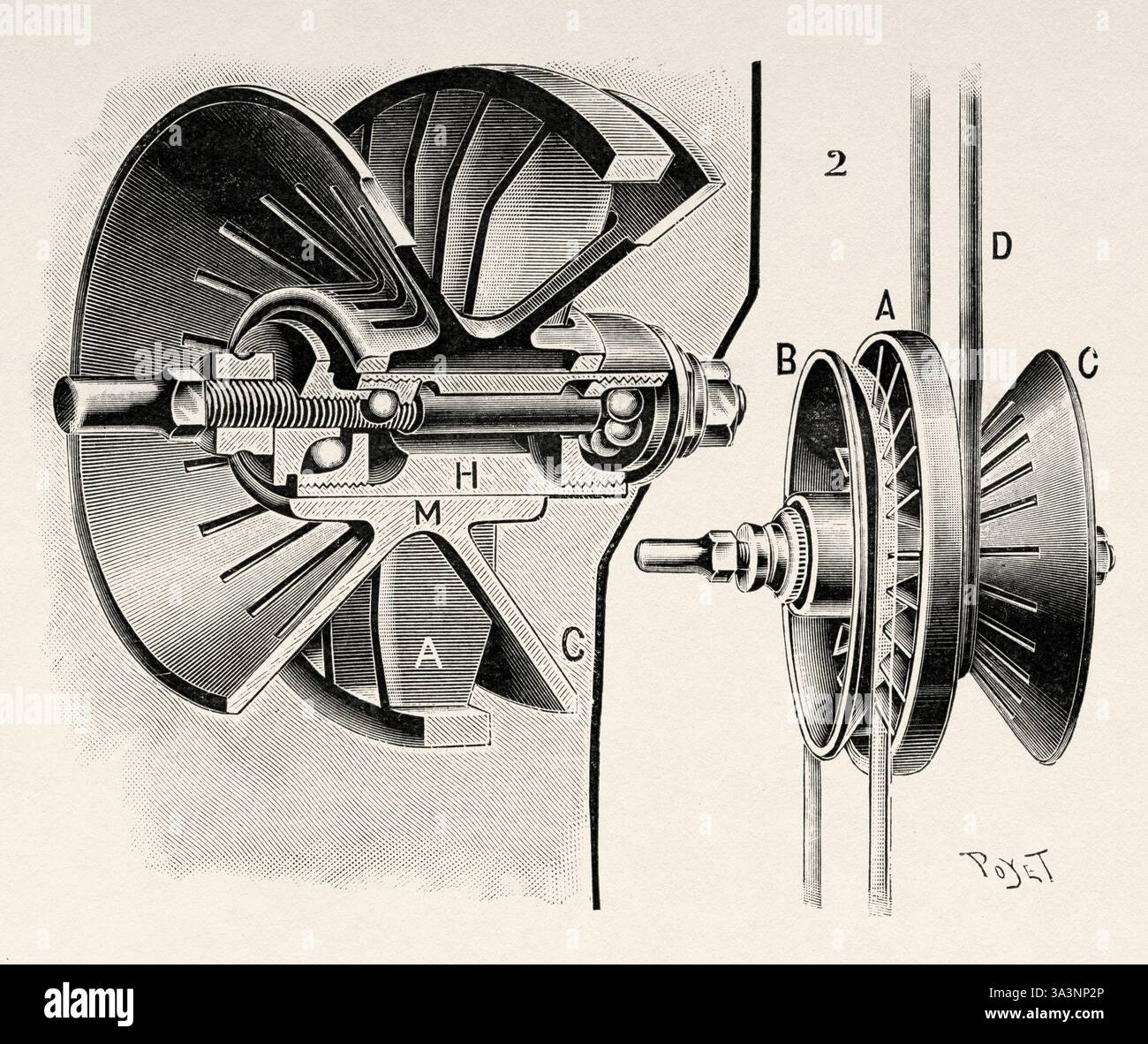Variable diameter store pulley by Mr. J. Roullot. Old 19th century ...
