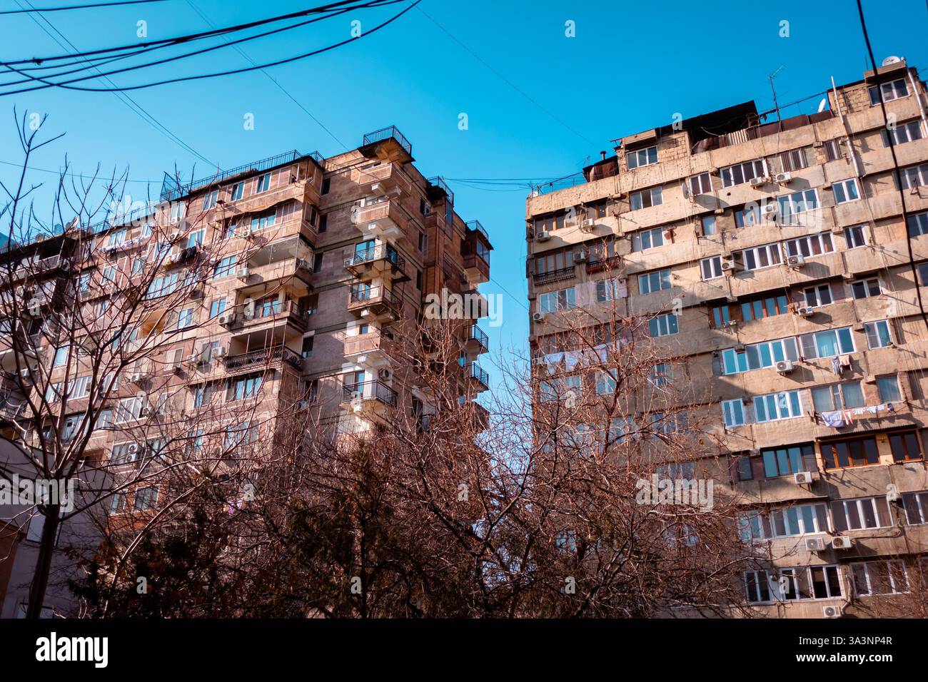 communist Soviet-era apartment blocks in Yerevan, Armenia Stock Photo ...