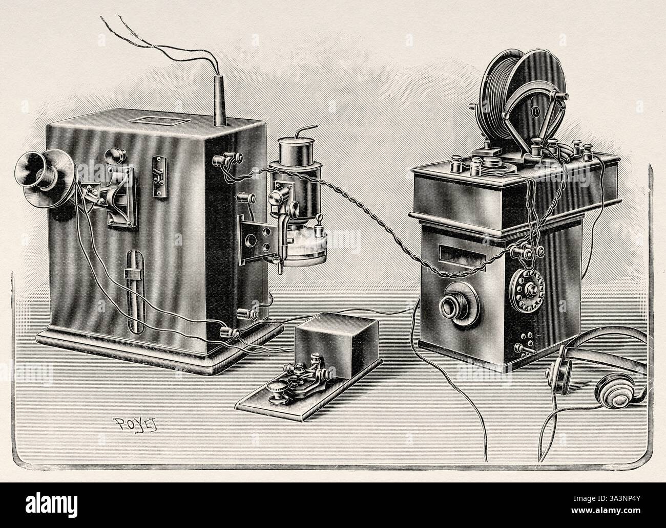 Wireless Telephony in the US Navy. The Radio telephone transmitter. Old ...