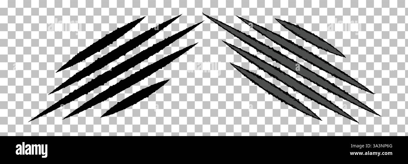 Realistic claw scratches. Vector set on plaid background. Scratch claw ...