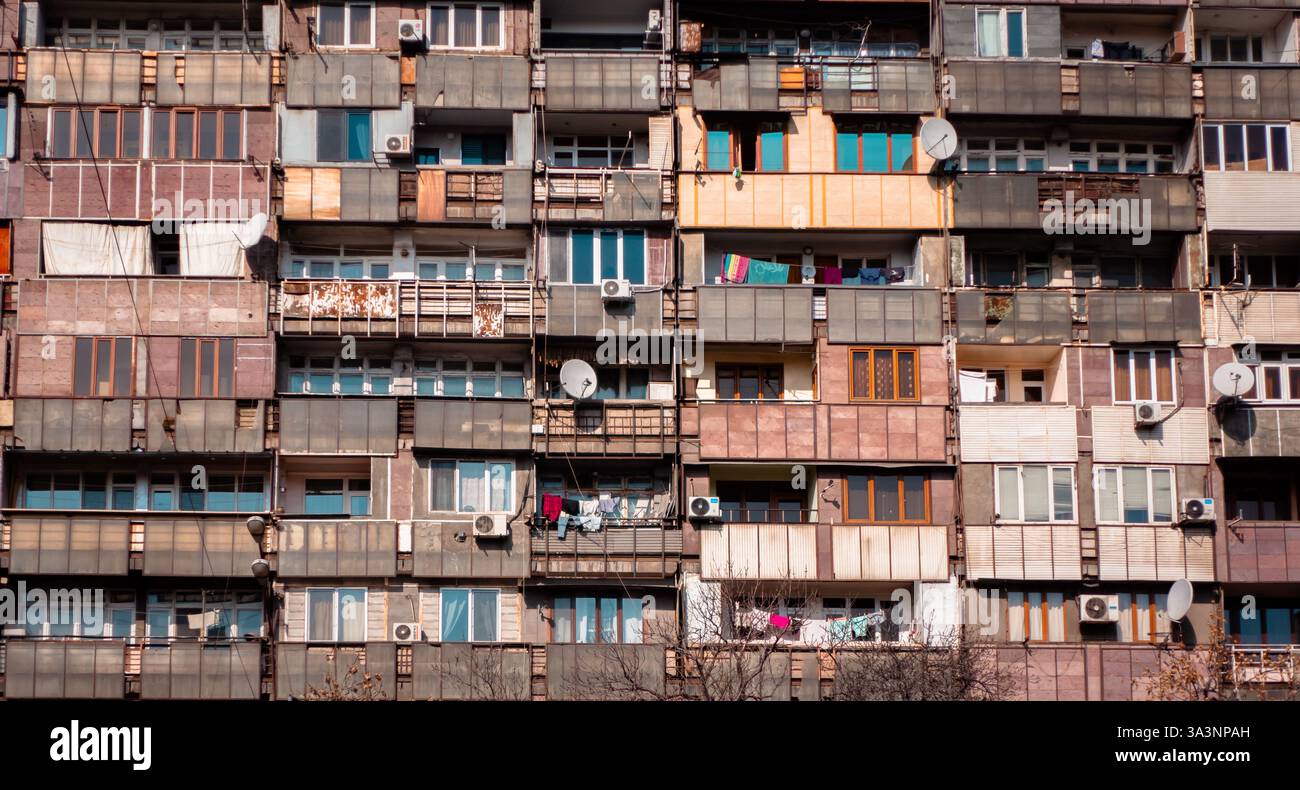 communist Soviet-era apartment blocks in Yerevan, Armenia Stock Photo ...