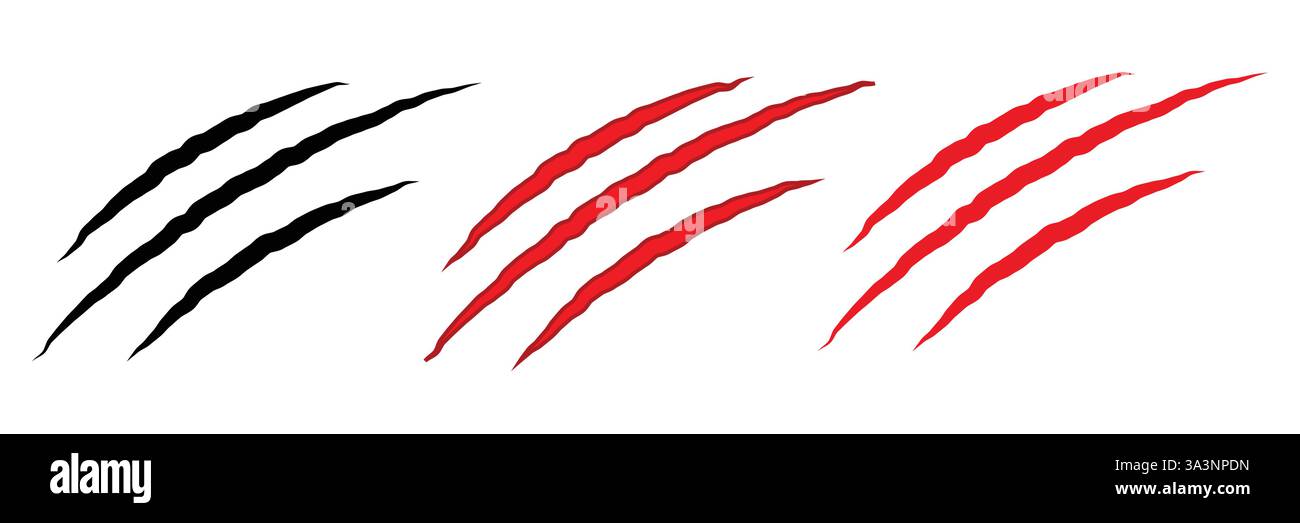 Scratch claw mark icon. Trace of wild animal, monster or dinosaur ...