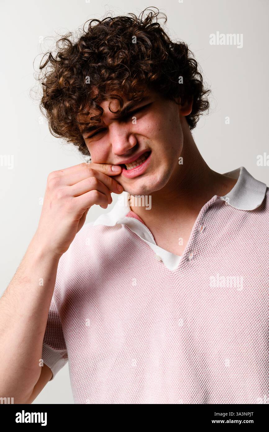 Man is struggling from pulpitis. Cracked tooth hurts from bacterial ...