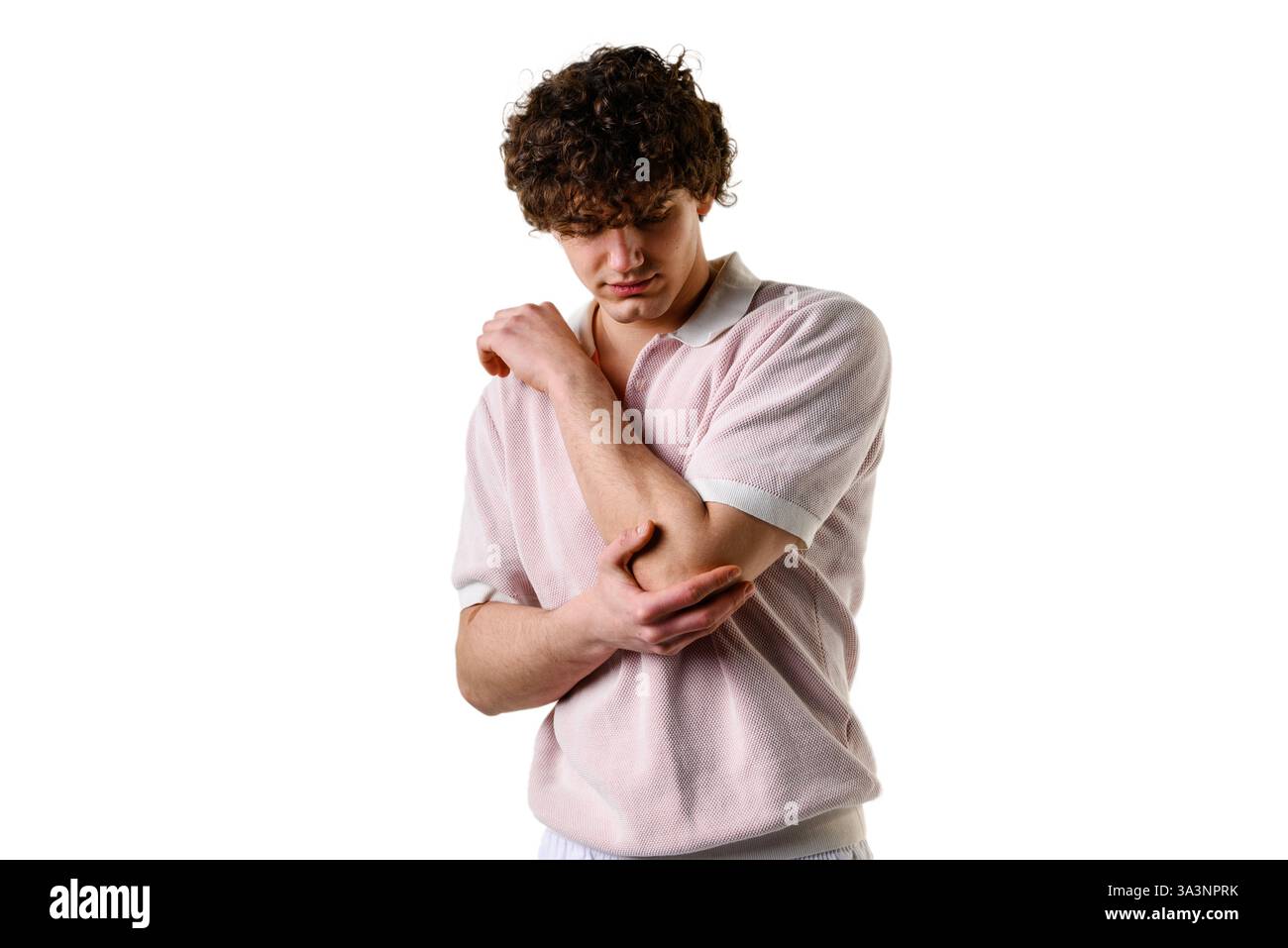 Painful inflammation of bursa in elbow. Suffering from bursitis after ...