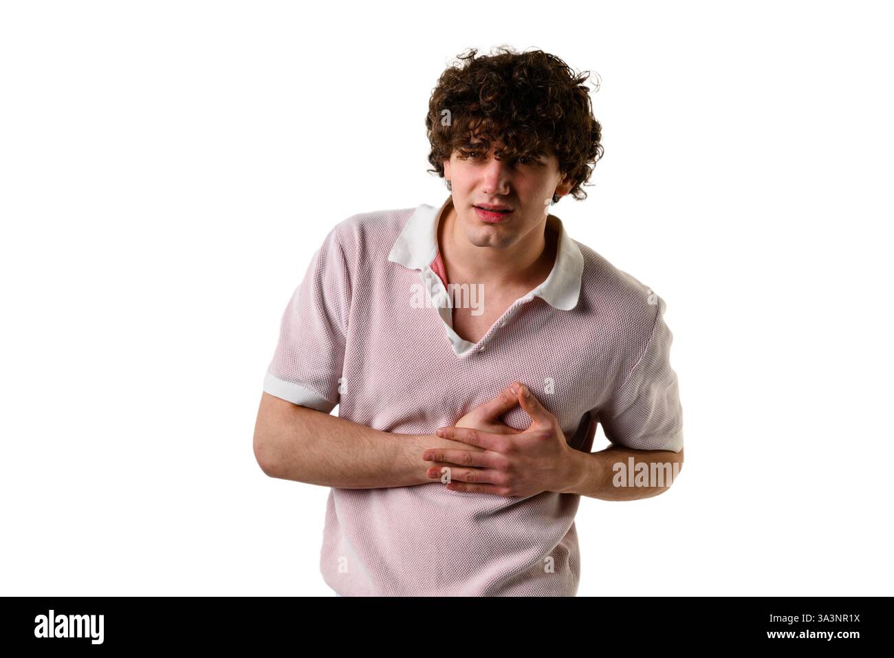 Chest pain and race heartbeat from acute coronary syndrome. Suffering ...