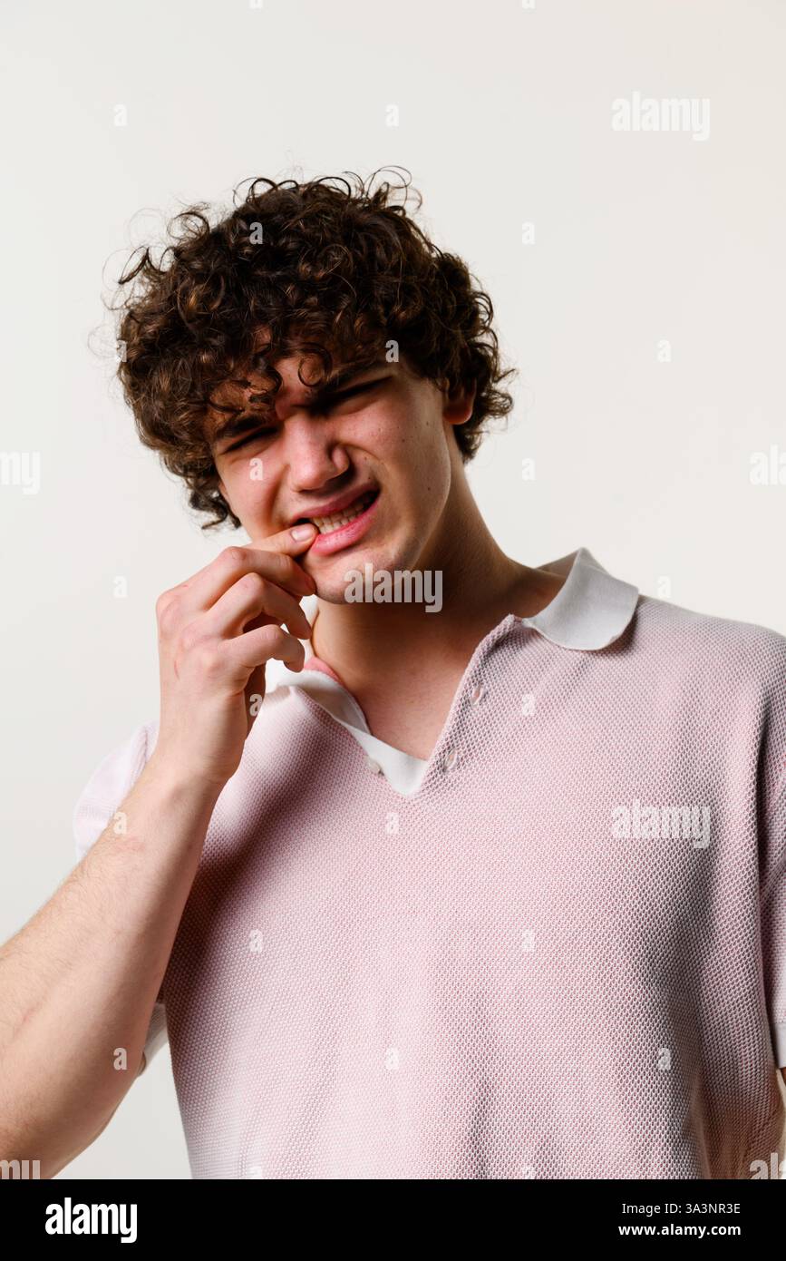 Man is struggling from pulpitis. Cracked tooth hurts from bacterial ...