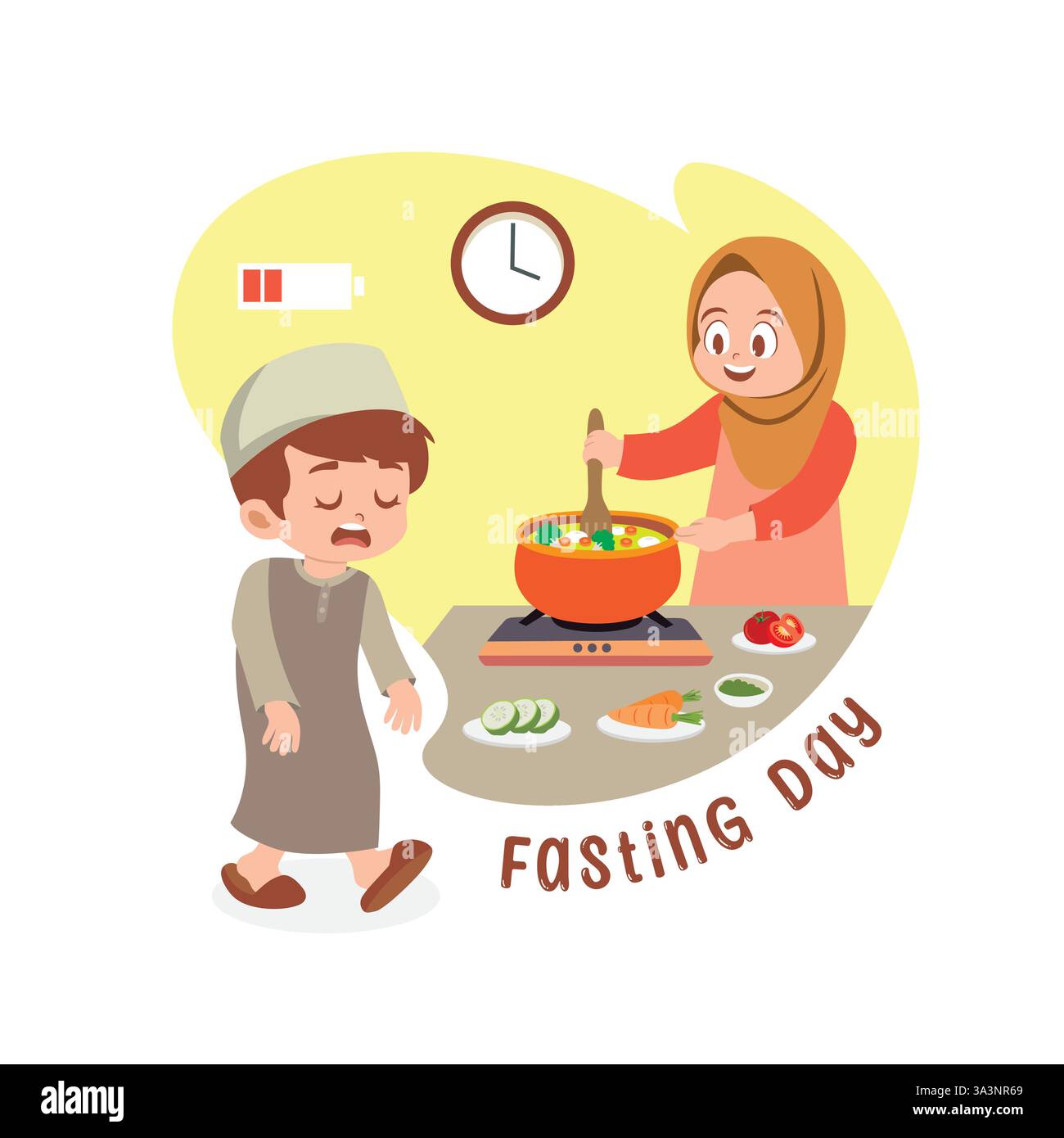 Waiting for Iftar with Low Energy Left Stock Vector Image & Art - Alamy
