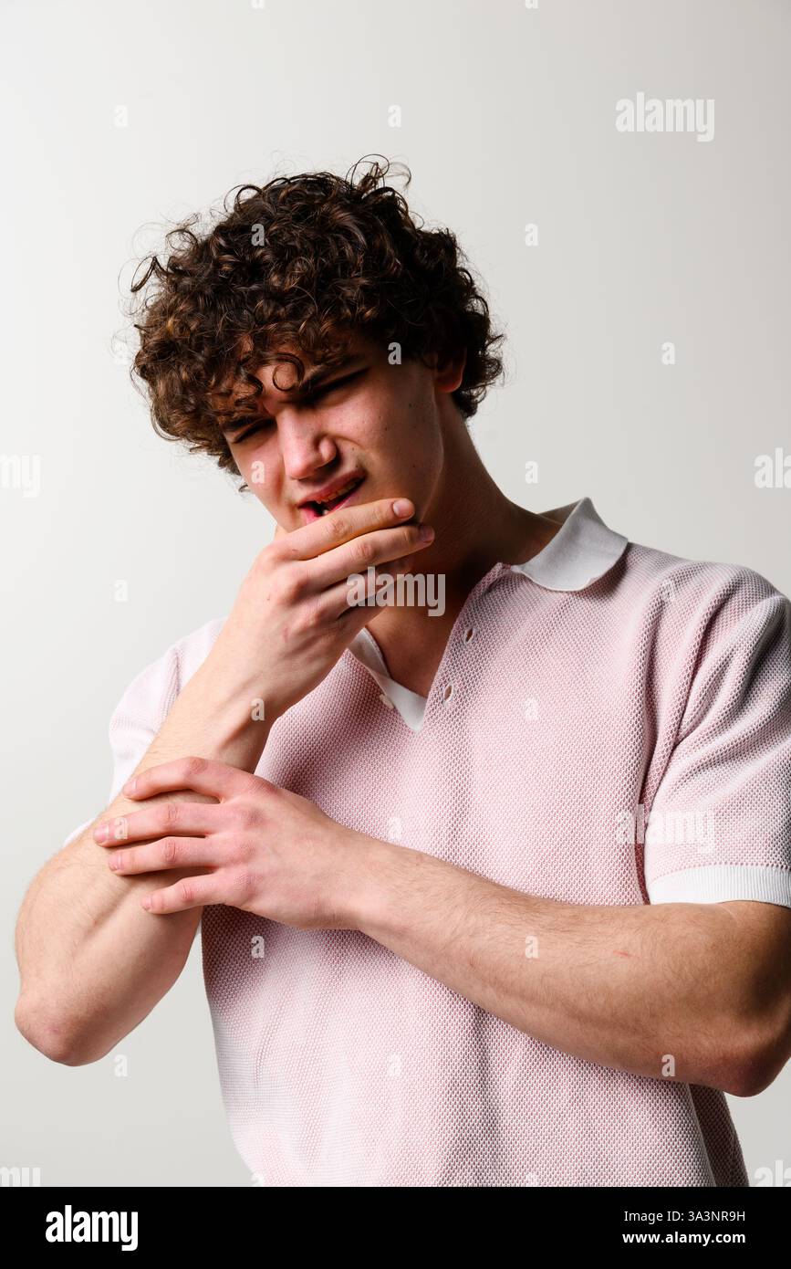 Man is struggling from pulpitis. Cracked tooth hurts from bacterial ...