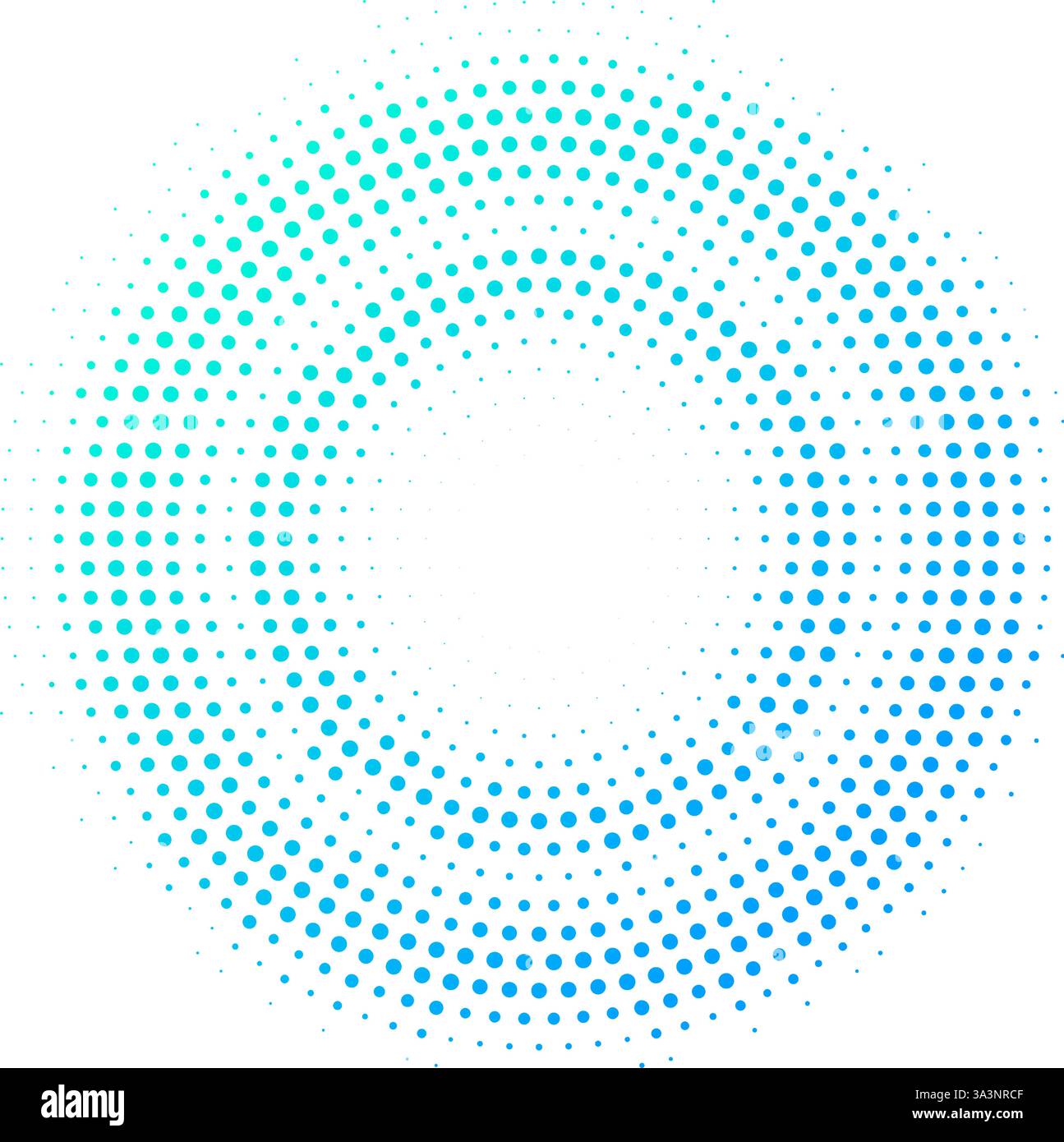 Halftone effect dotted blue gradient double circle frame. Isolated ...