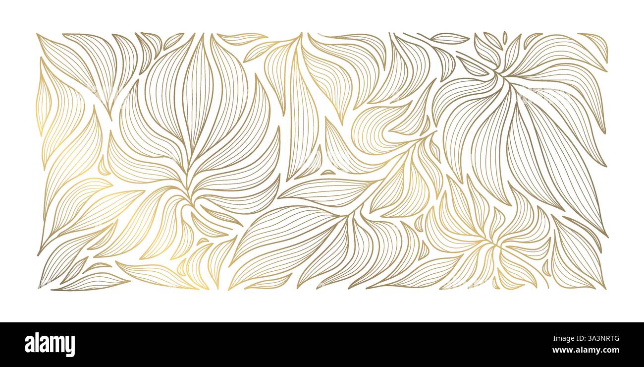 Vector art deco leaves luxury background, elegant vintage fancy floral pattern. Jungle gatsby ...