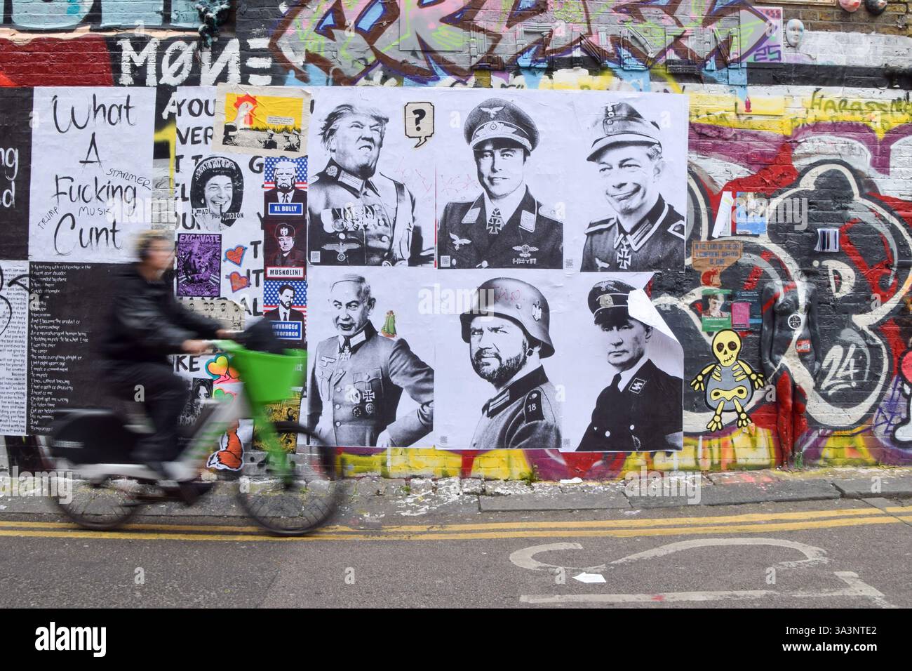 London, England, UK. 17th Mar, 2025. Posters depicting Donald Trump ...