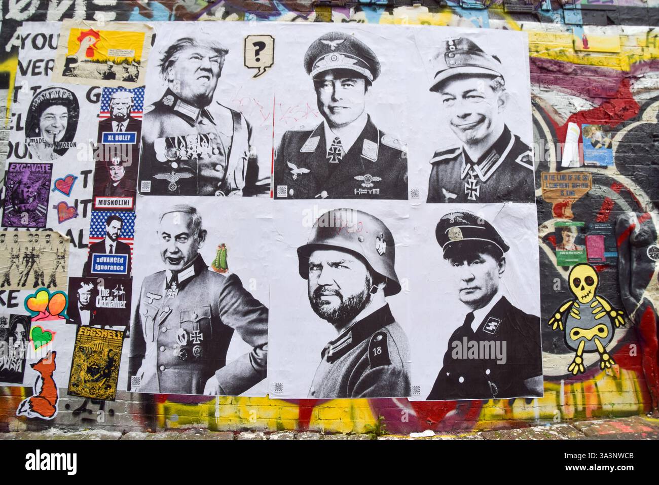 London, England, UK. 17th Mar, 2025. Posters depicting Donald Trump ...