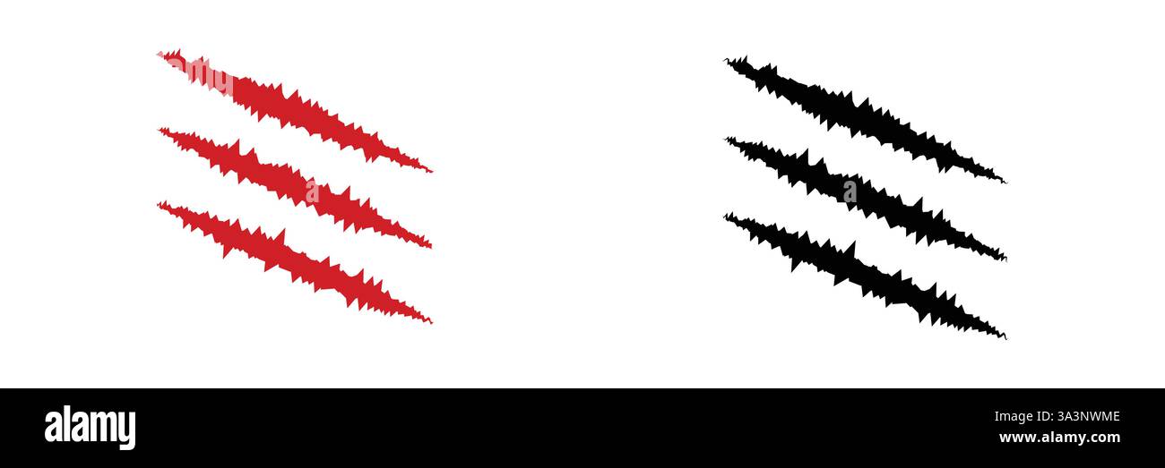 Scratch claw mark icon. Long trail of wild animal, monster or dinosaur ...