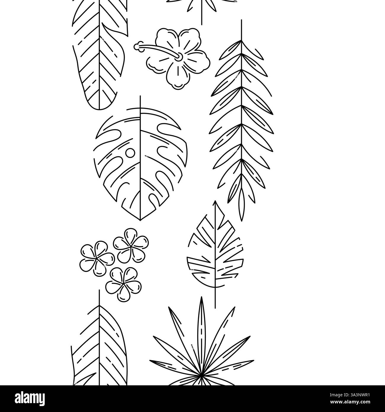 Pattern with stylized palm leaves. Decorative image of tropical foliage ...