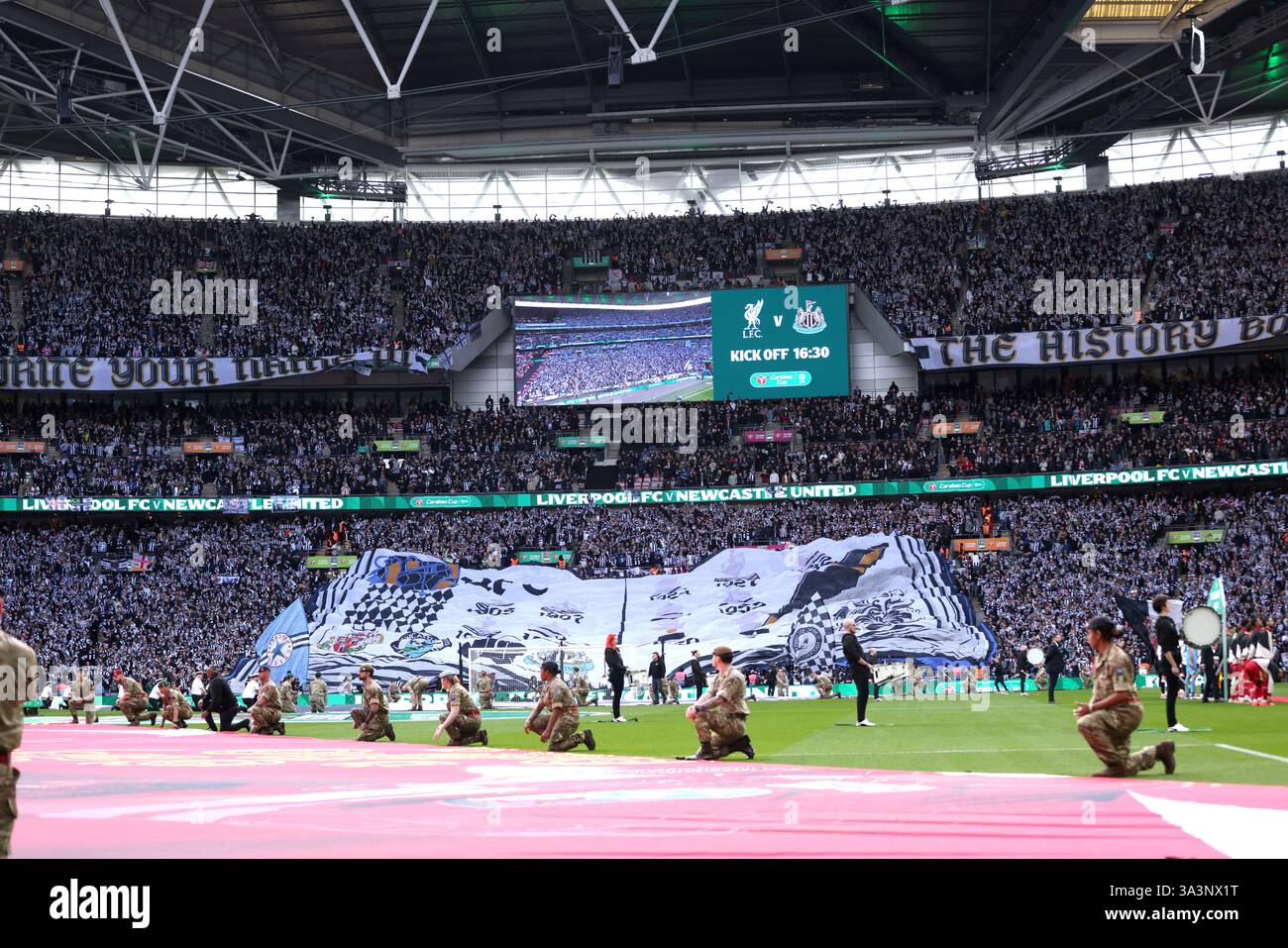 London, UK. 16th Mar, 2025. Newcastle fans at the Carabao Cup Final ...