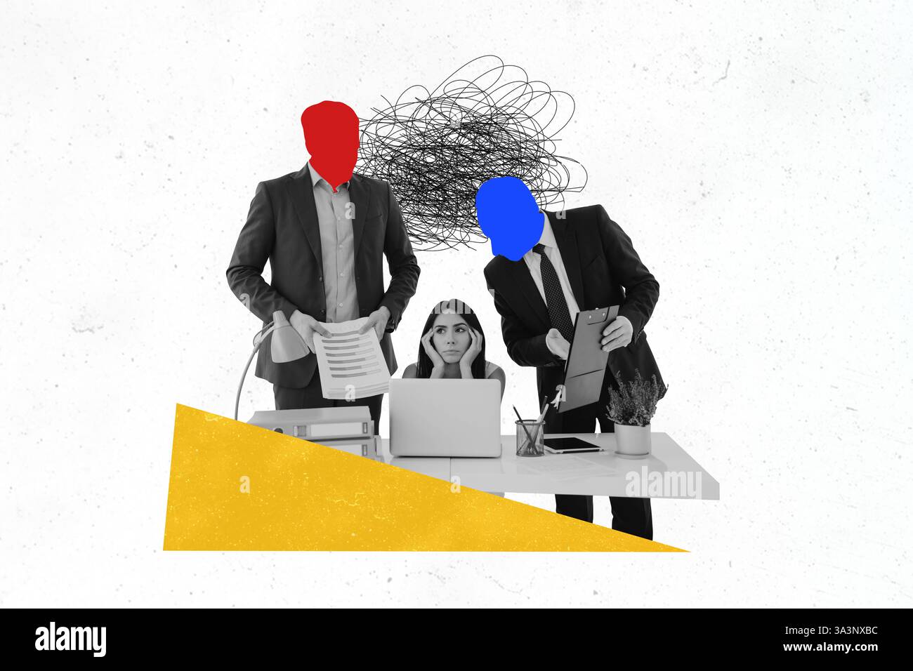 3D collage trend artwork composite poster of team man hold document ...