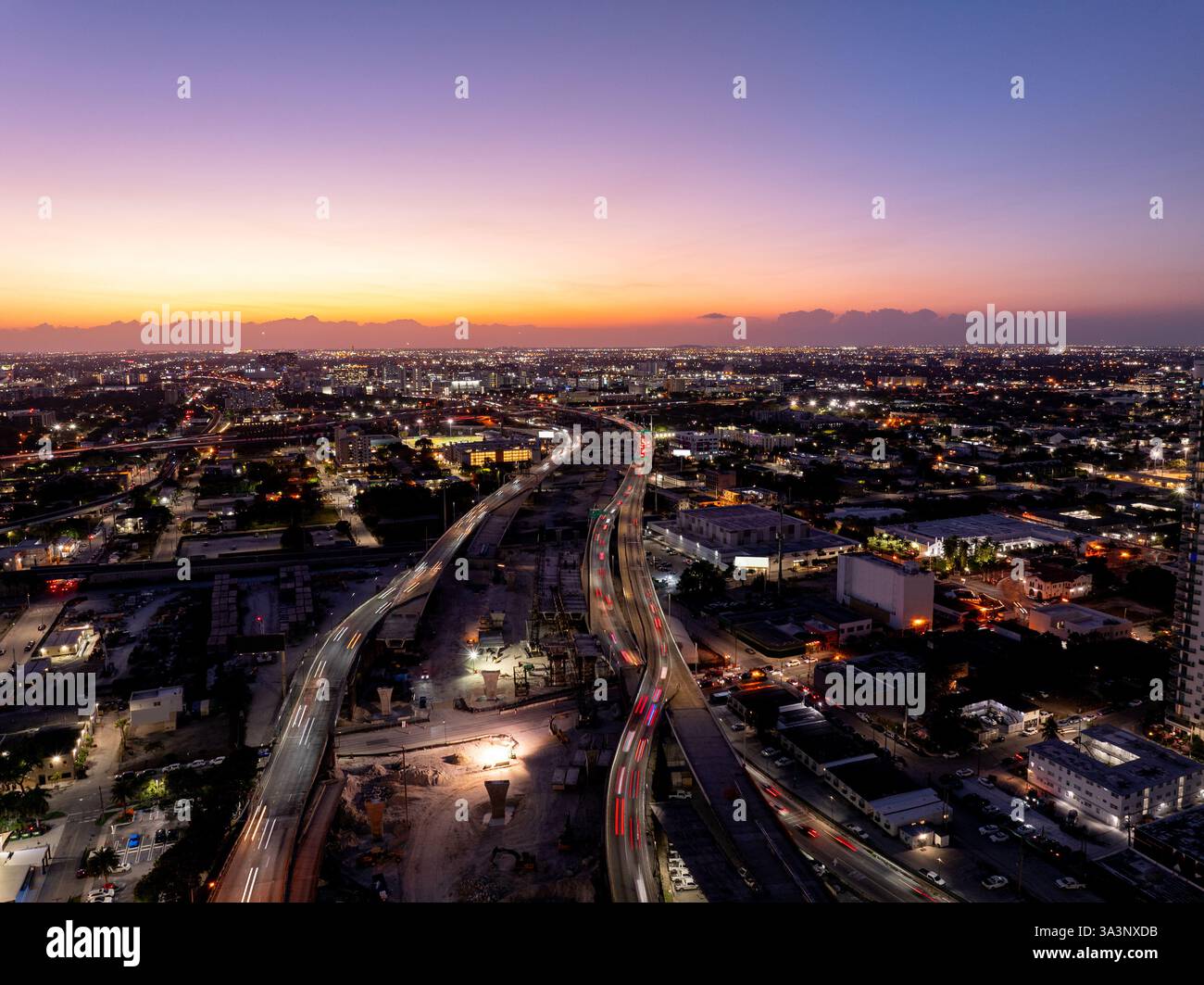 Twilight Miami. Aerial drone photo 2025 Stock Photo - Alamy