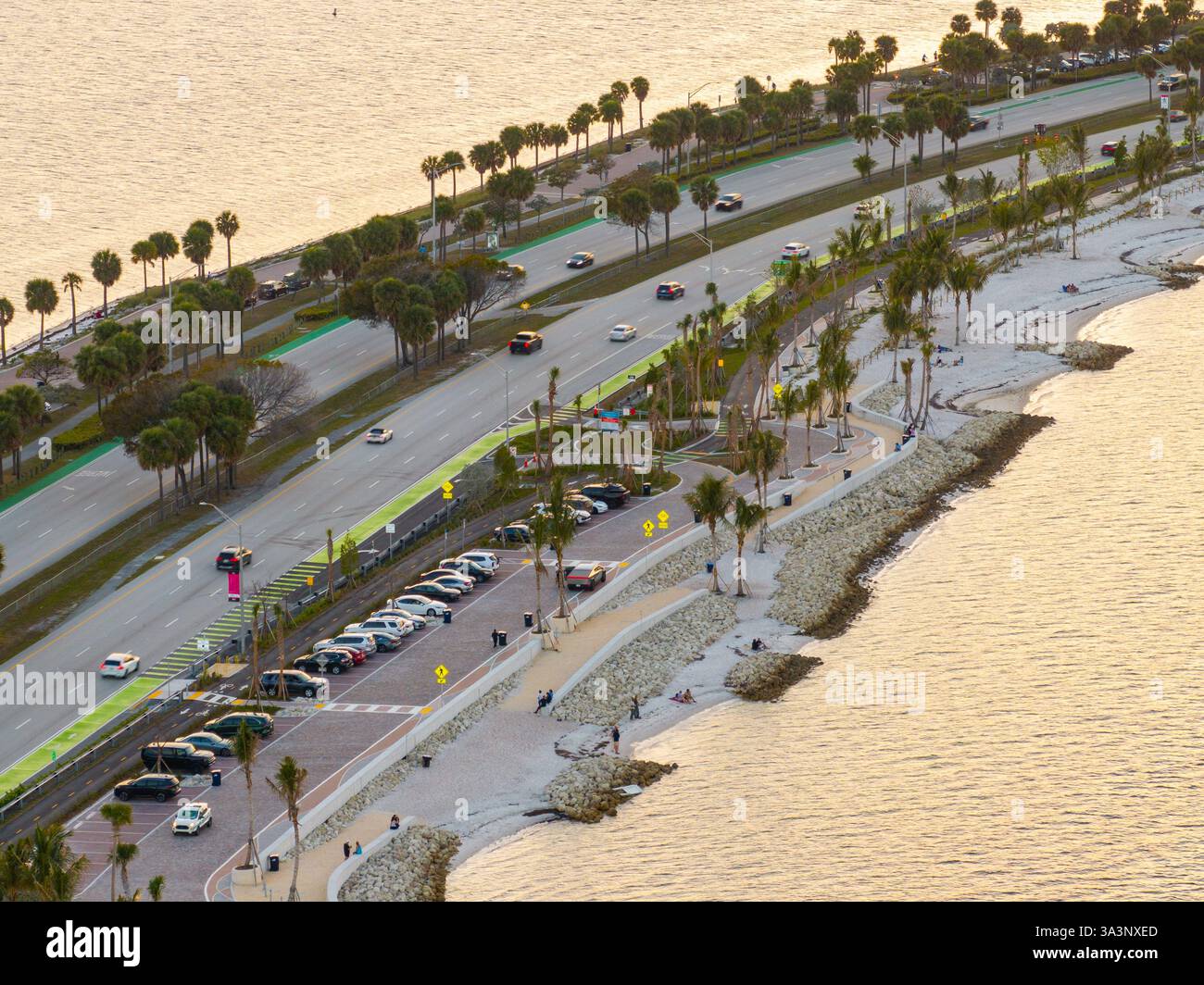 Aerial drone photo Hobie Beach Park Key Biscayne Miami Florida Stock ...