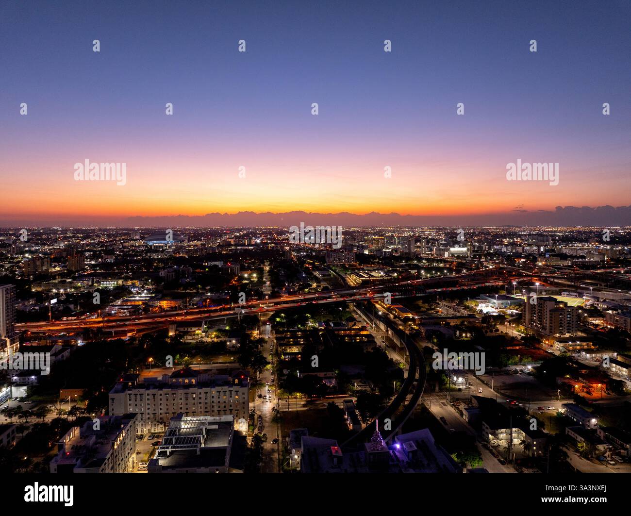 Aerial downtown miami beautiful sunset hi-res stock photography and ...