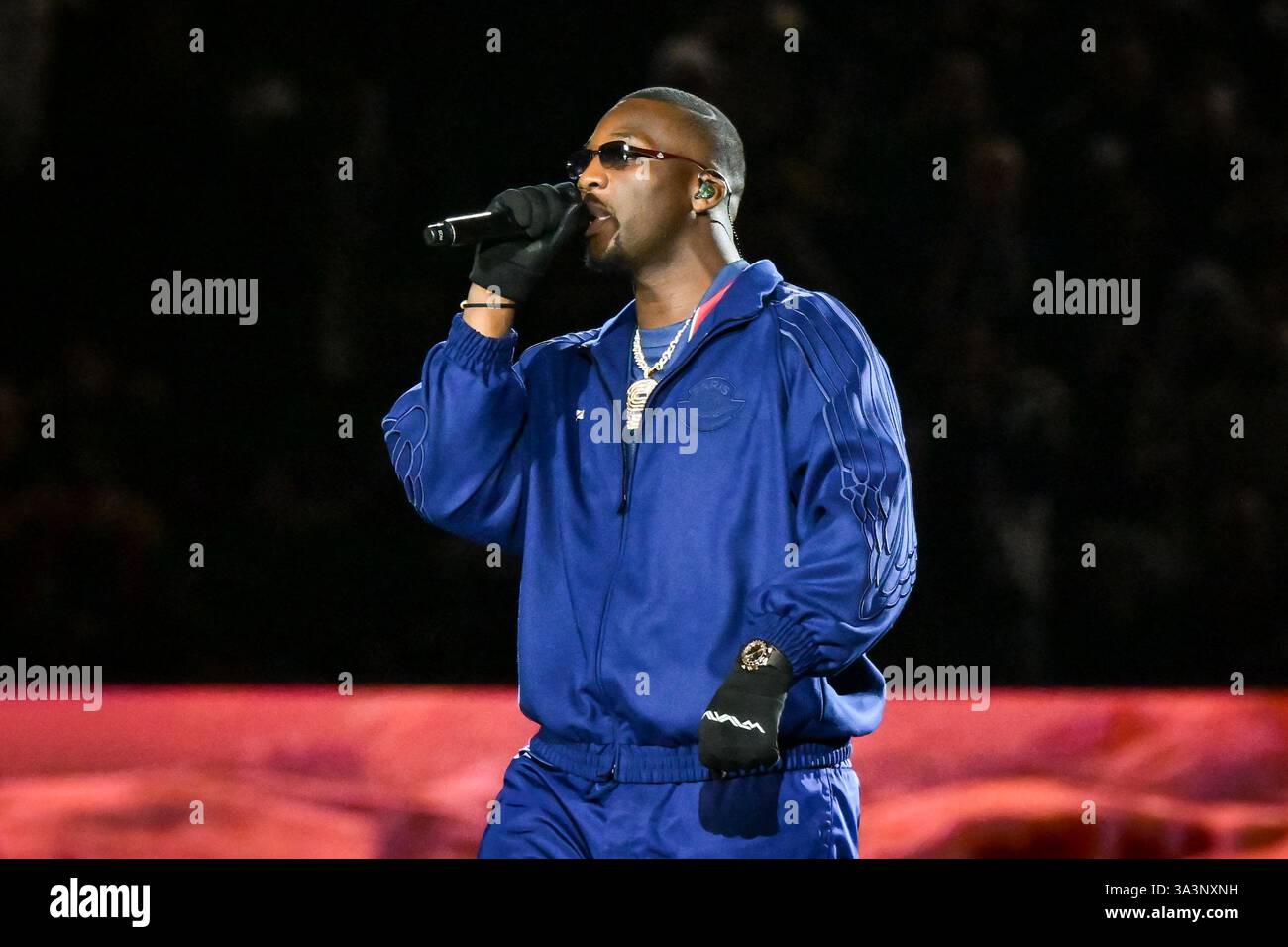 French rapper SDM performs before the French L1 football match between ...