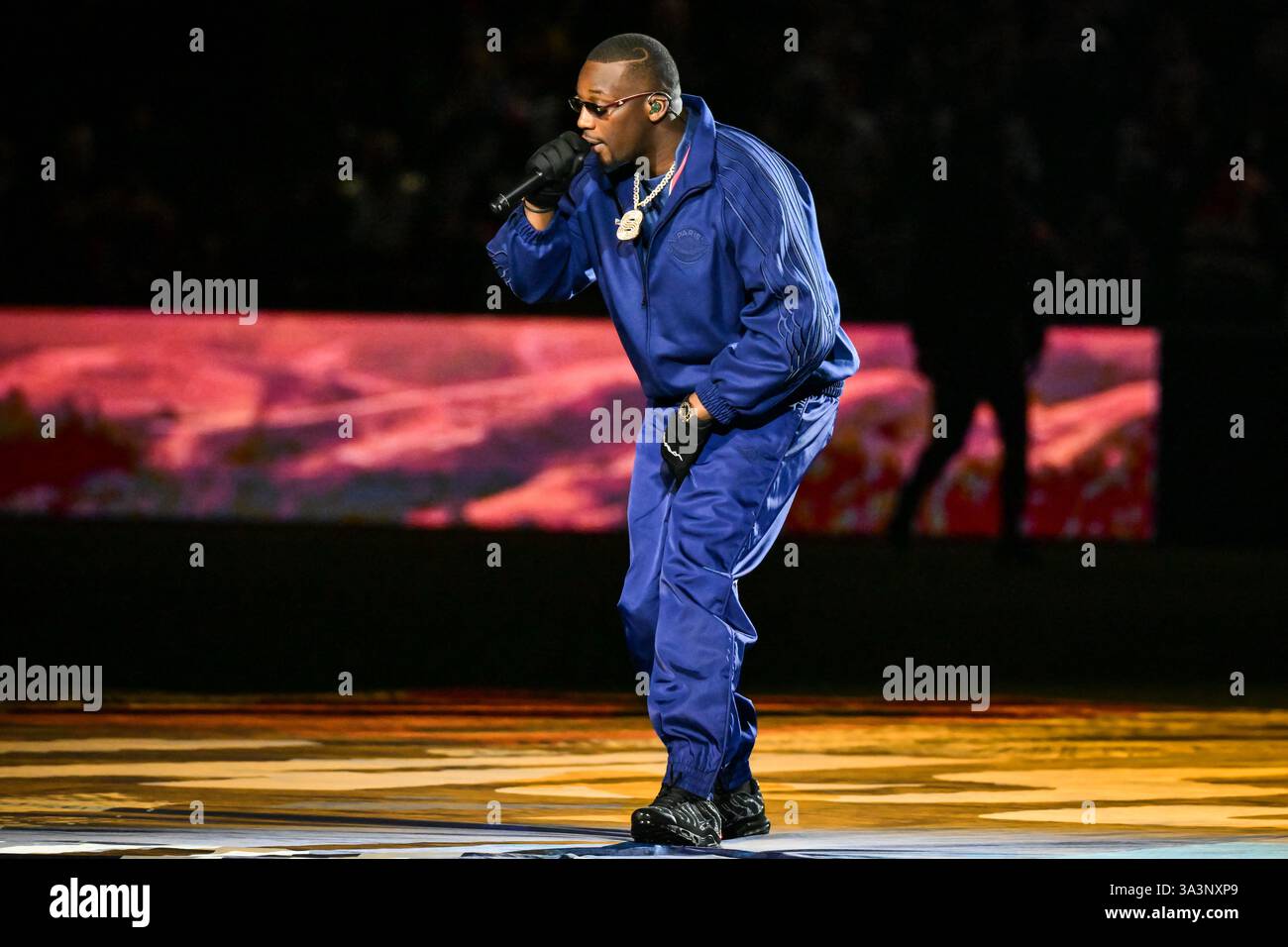 French rapper SDM performs before the French L1 football match between ...