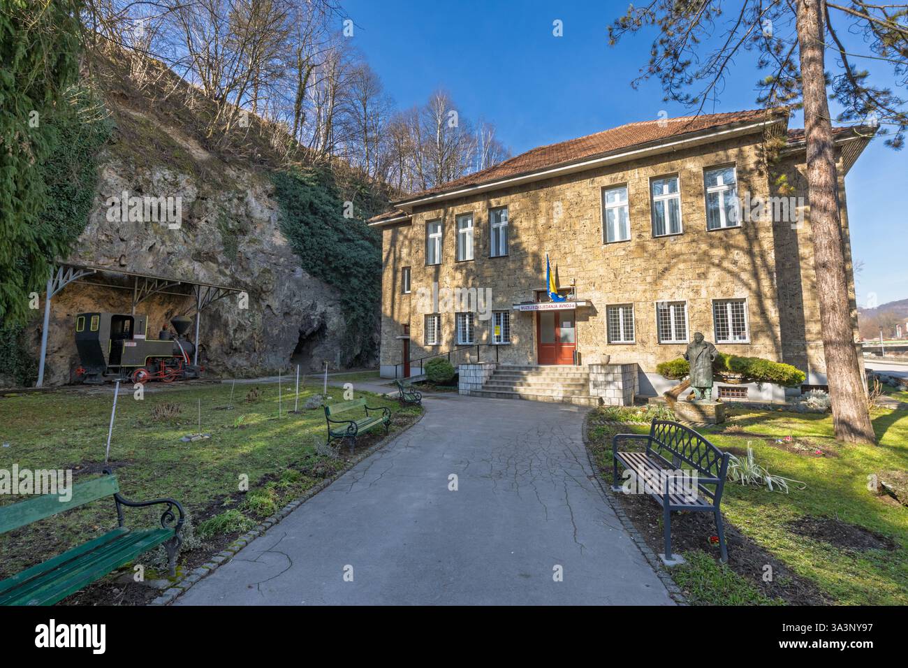 The main entrance at the exterior of the Museum of the 2nd AVNOJ ...