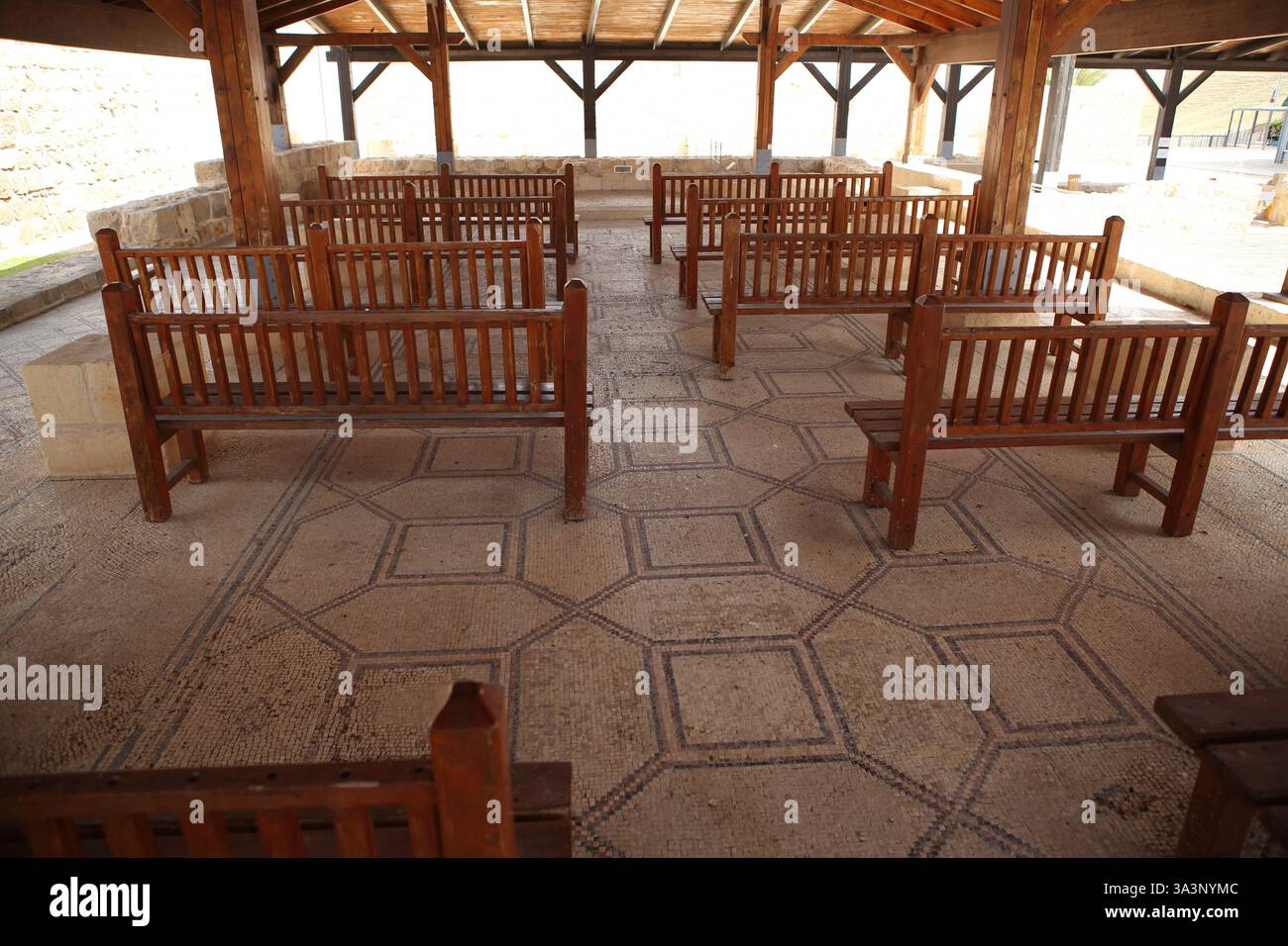 Ruins of a 6th century Byzantine church, an apse & geometric design on ...