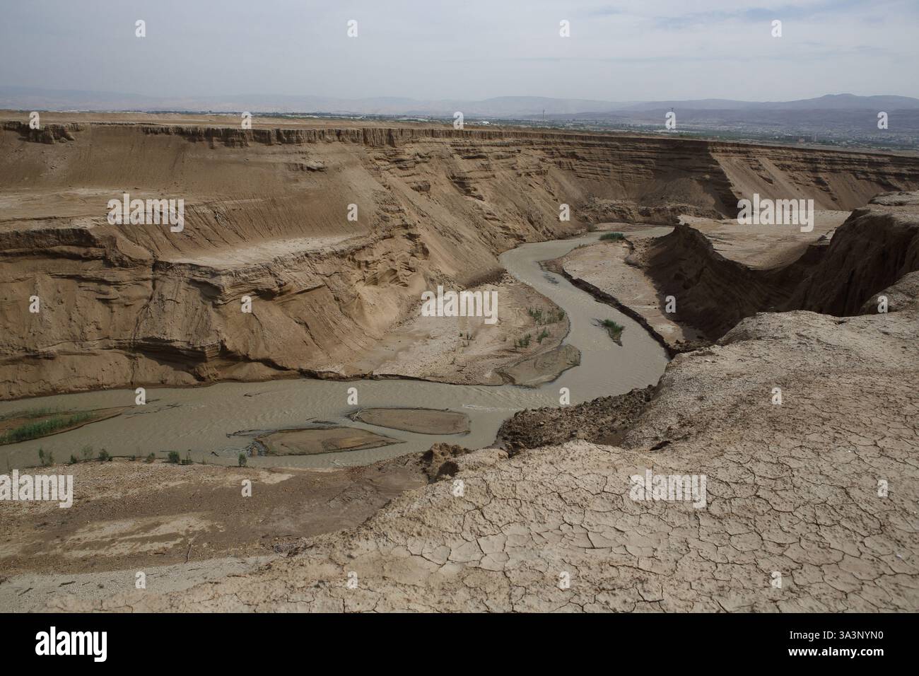 Jordan River near it's estuary to the Dead Sea it' flows in a deep ...