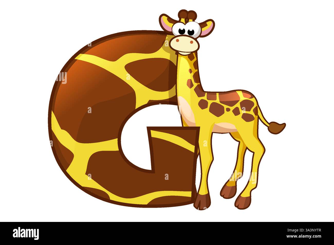 Isolated Animal Alphabet Letter G-Giraffe. Cartoon animal Giraffe in ...