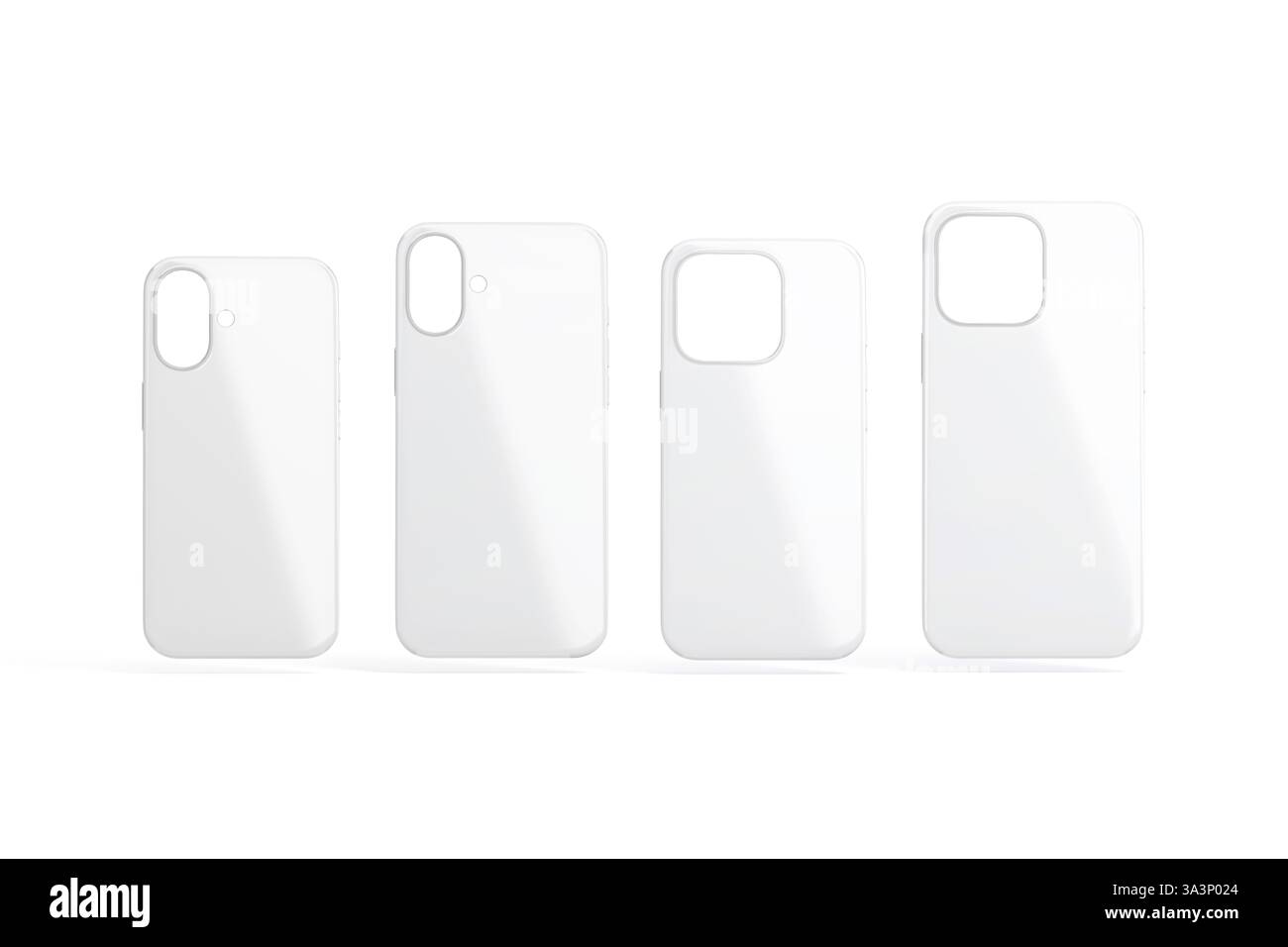 Blank white phone glossy case mockup set, front view Stock Photo - Alamy