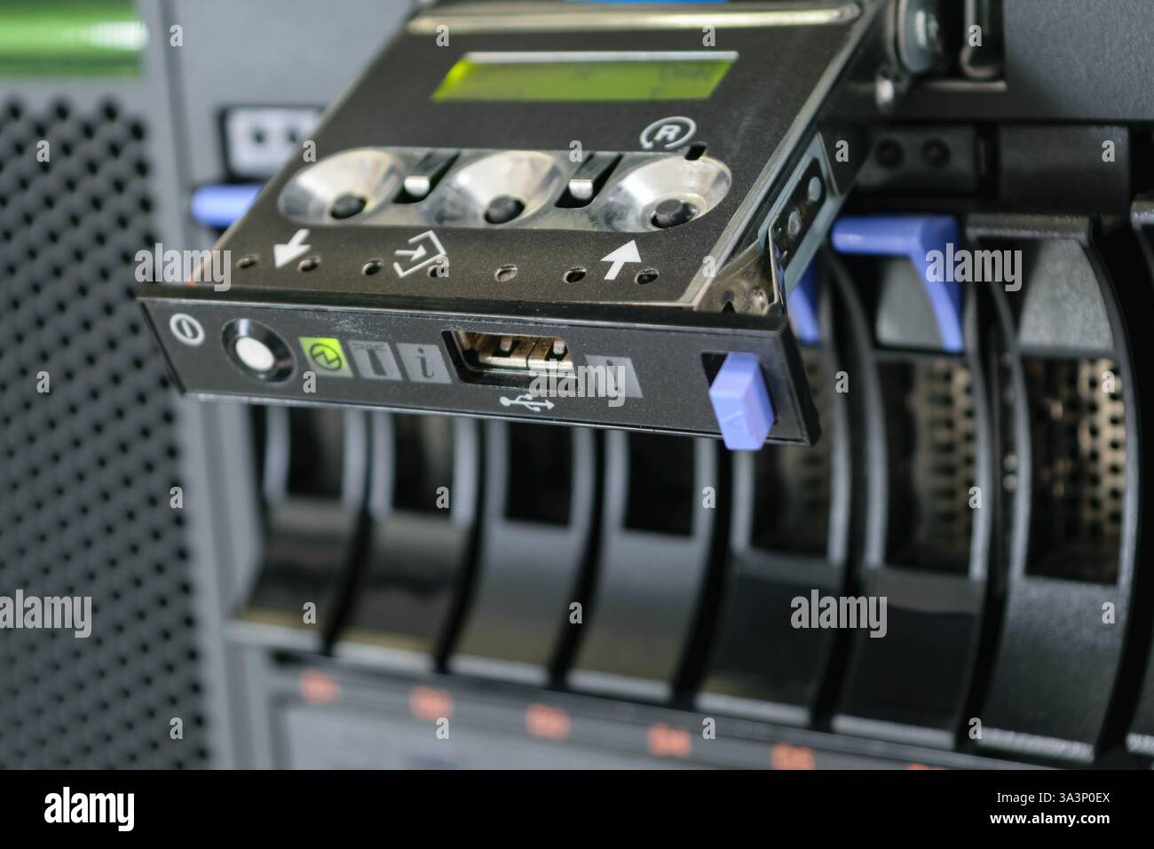 Computer Server with panel and raid storage in datacenter Stock Photo ...