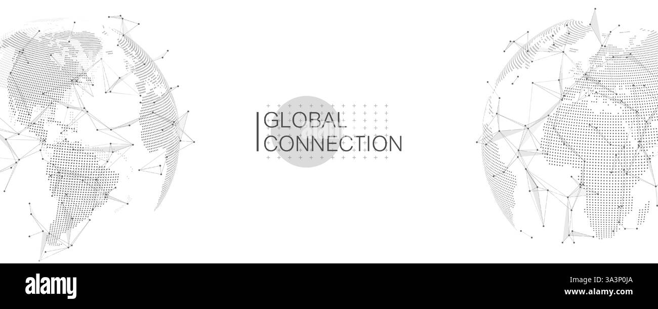 Global network connection banner design template. Big data ...