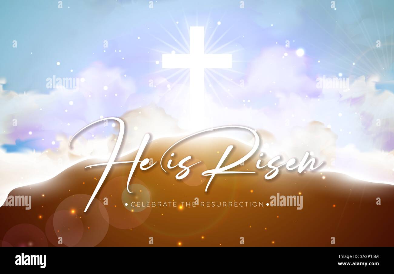 Easter Holiday Illustration with Cloud on Sunny Sky Background. He is ...