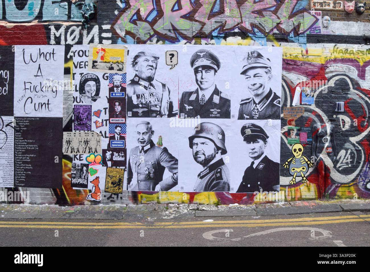 London, UK. 17th March 2025. Posters depicting Donald Trump, Elon Musk ...