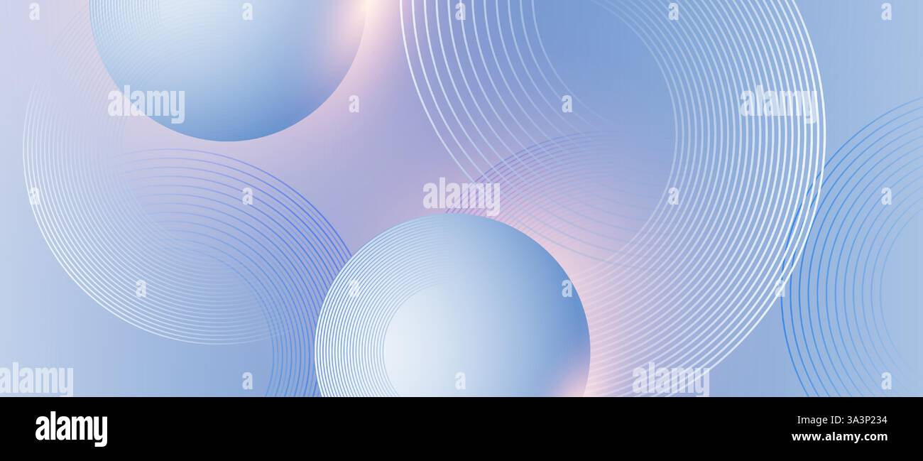Abstract circle lines on light blue background. Geometric stripe line ...