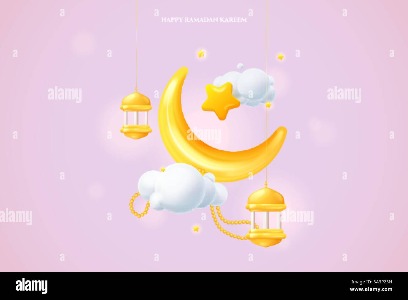 3d crescent ramadan. Ramadhan month moon, eid mubarak kareem fitr ...