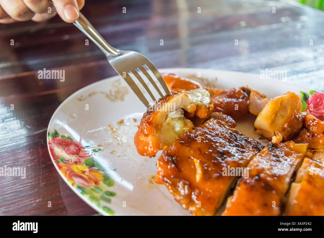 Grilled chicken sauce is a Thai barbeque food by chicken and sauce ...